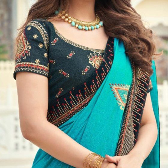 Blue New Saree Jacket Design 2022 - Saree Jacket Online Shopping